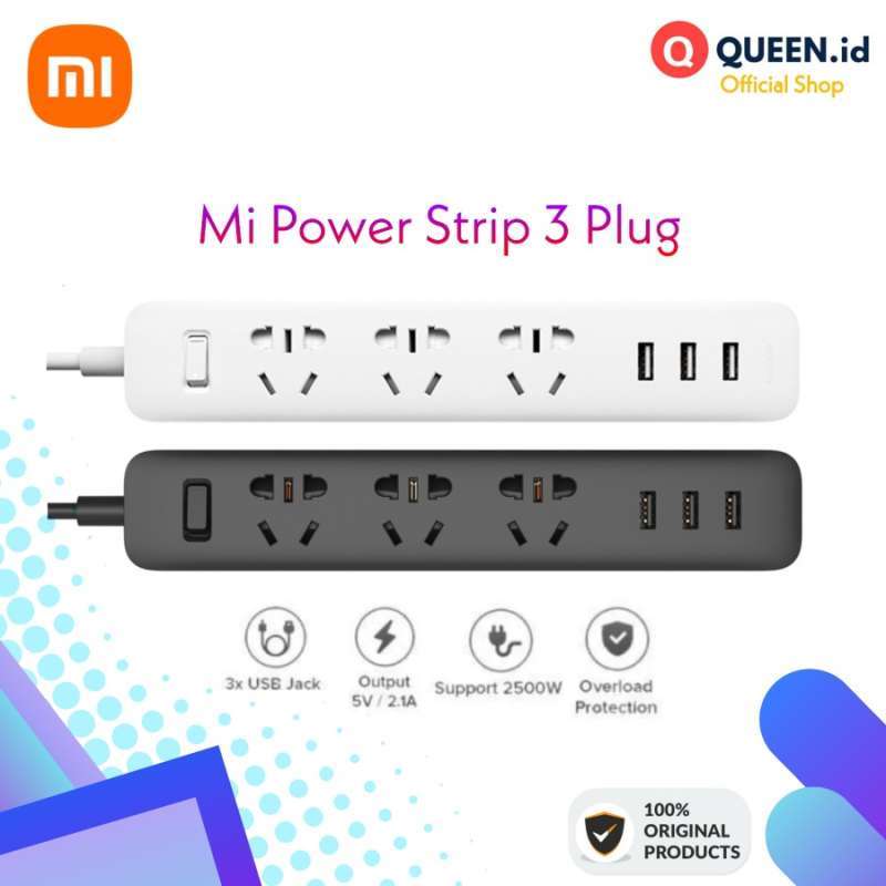 Promo Xiaomi Mi Smart Power Strip Plug Adapter With 3 USB Port 2A ...