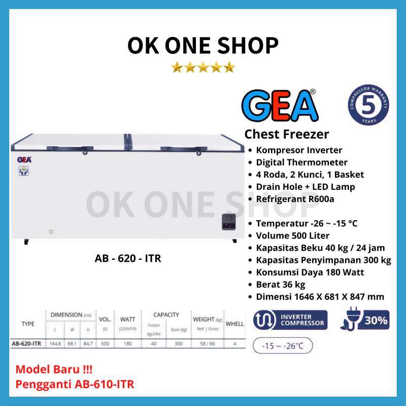 Jual Gea Freezer Box Ab-620-itr Inverter 500 L Di Seller Ok One Shop ...