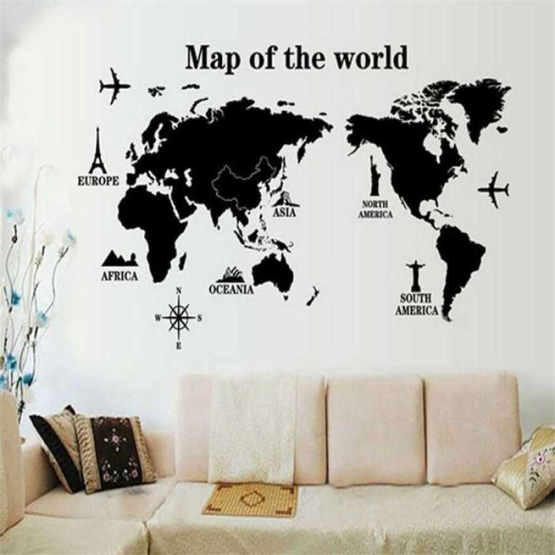 Promo Sticker Wallpaper Dinding World Map/ Stiker Dekorasi Peta Dunia ...