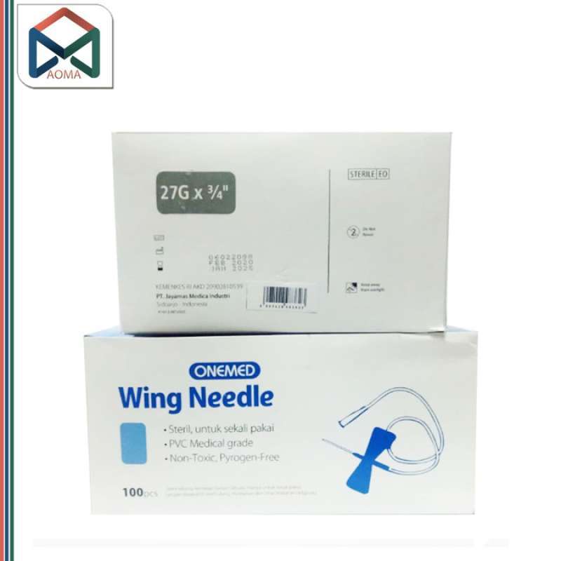 Jual NEEDLE WING ONEMED 27G/ WING NEEDLE 27G 1 BOX ISI 100PCS di Seller ...