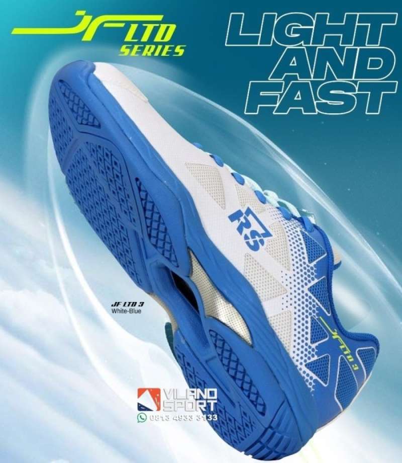 Promo Sepatu Badminton RS Jeffer LTD 3/JF LTD 3 White Blue Diskon 33% di Seller Alfira Sport ...