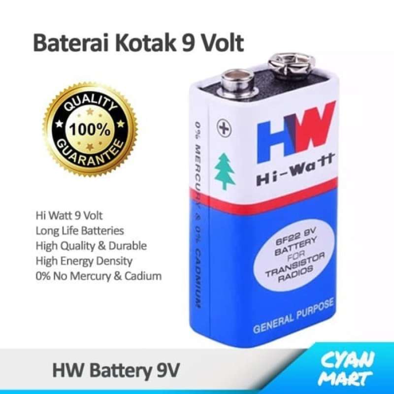 Jual Baterai Kotak 9V / Battery 9 Volt HW High Watt Original ...
