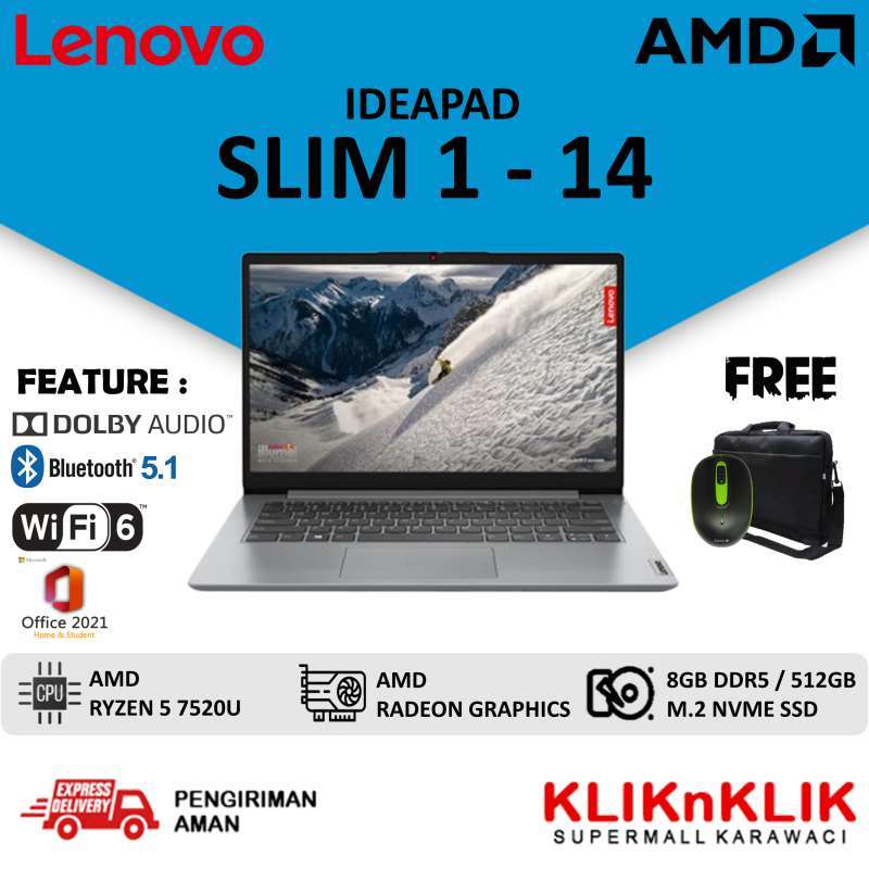Jual Laptop Lenovo Ideapad Slim 1 14 Ryzen 5 7520u 8gb 512gb Ssd 14 Full Hd Windows 11 Home ...