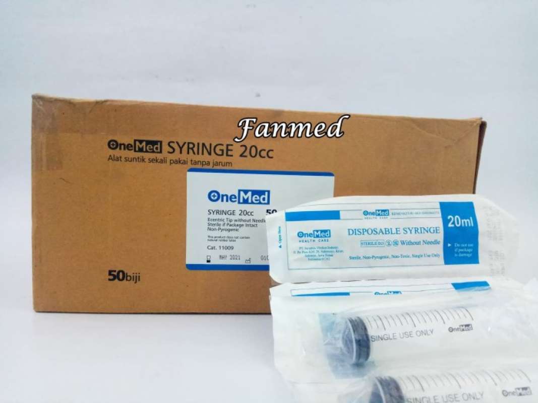 Jual Disposable Syringe One Med 20cc Onemed Luer Lock-ll Lubang Tengah ...