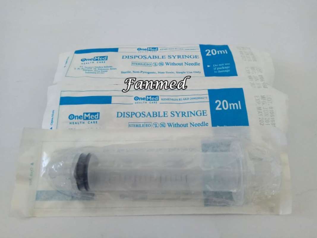 Jual Disposable Syringe One Med 20cc Onemed Luer Lock-ll Lubang Tengah ...