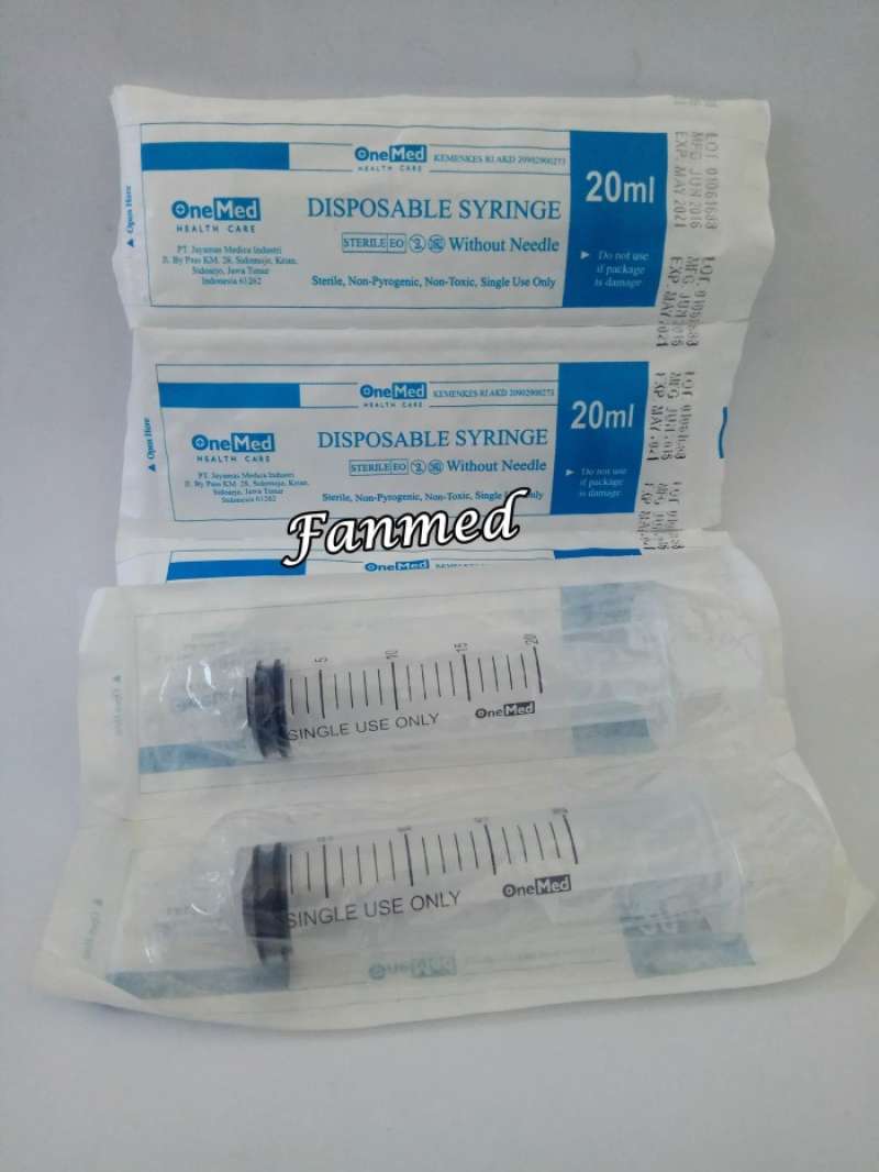 Jual Disposable Syringe One Med 20cc Onemed Luer Lock-ll Lubang Tengah ...
