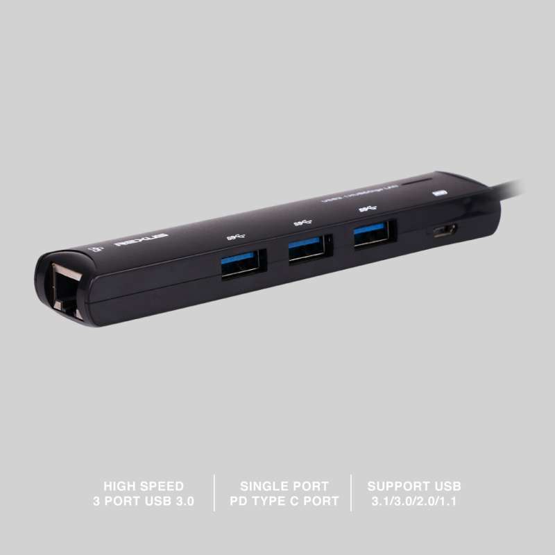 Promo Rexus Usb Hub 3.1 H345 4 Port + Lan Rj45 Gigabit + Converter Type ...