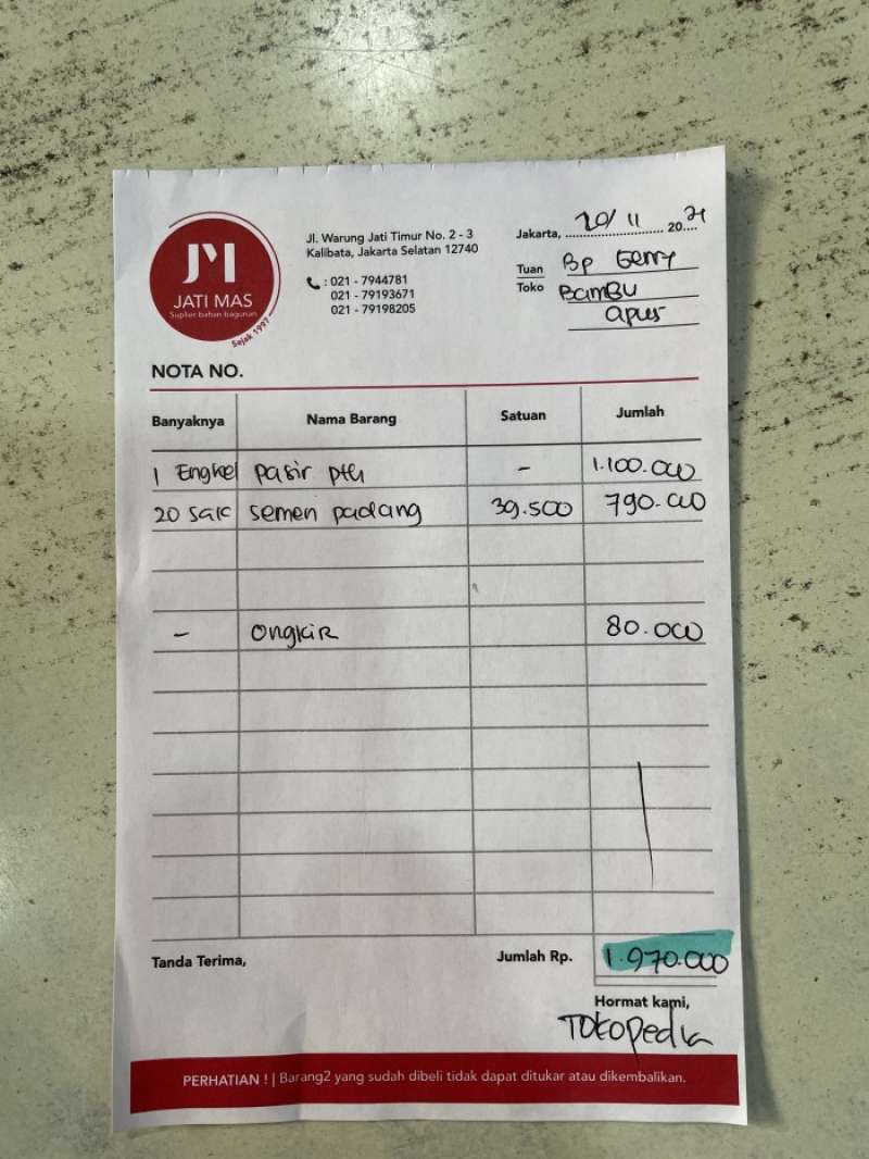 Jual Nota Pembelian Pak Gerry Bambu Apus di Seller BERKAH RAMAI ...