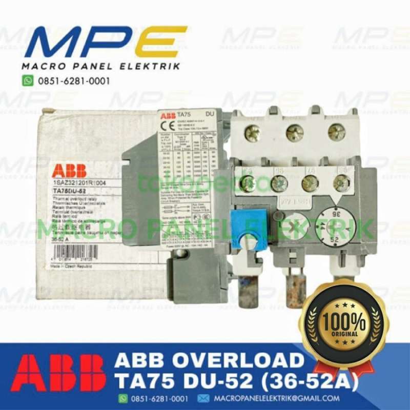 Promo Thermal Overload Relay ABB TA 75 DU 52 36-52A Overload ABB TA75 ...