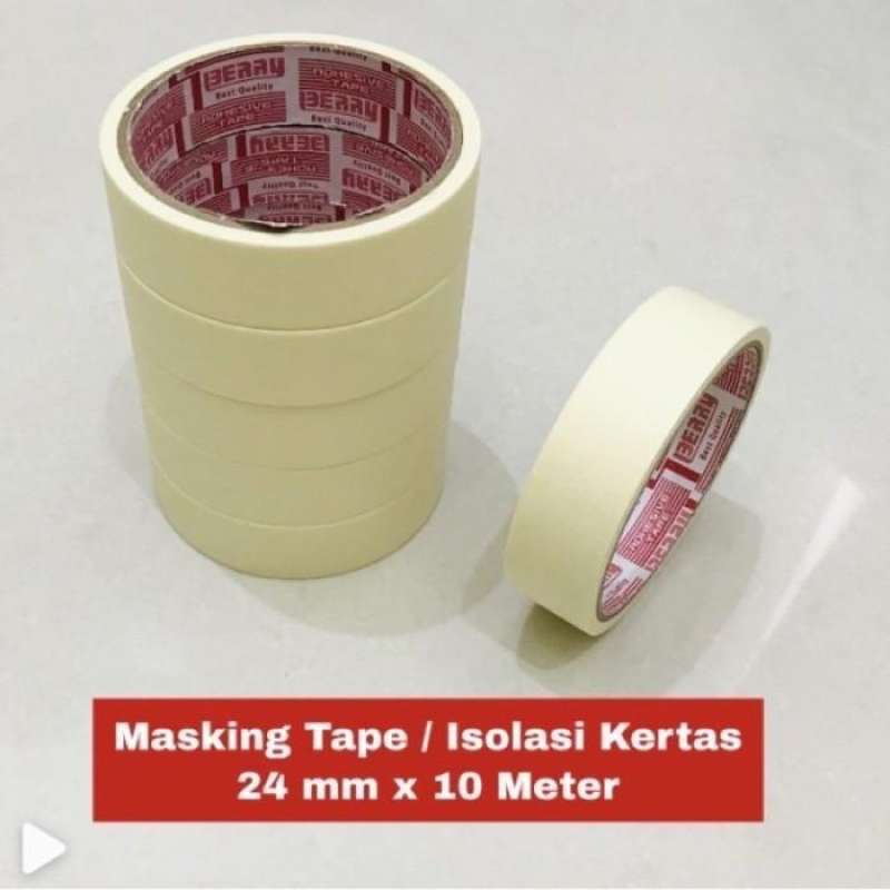 Jual Lakban Isolasi Kertas Masking Tape Berry 1 Inch 24 Mm X 10 Meter ...