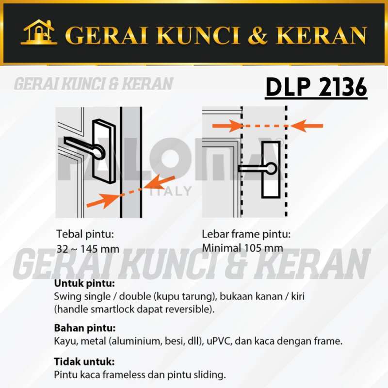 Jual Paloma Dlp 2136 No App No Wifi Smart Digital Lock Kunci Pintu Door ...
