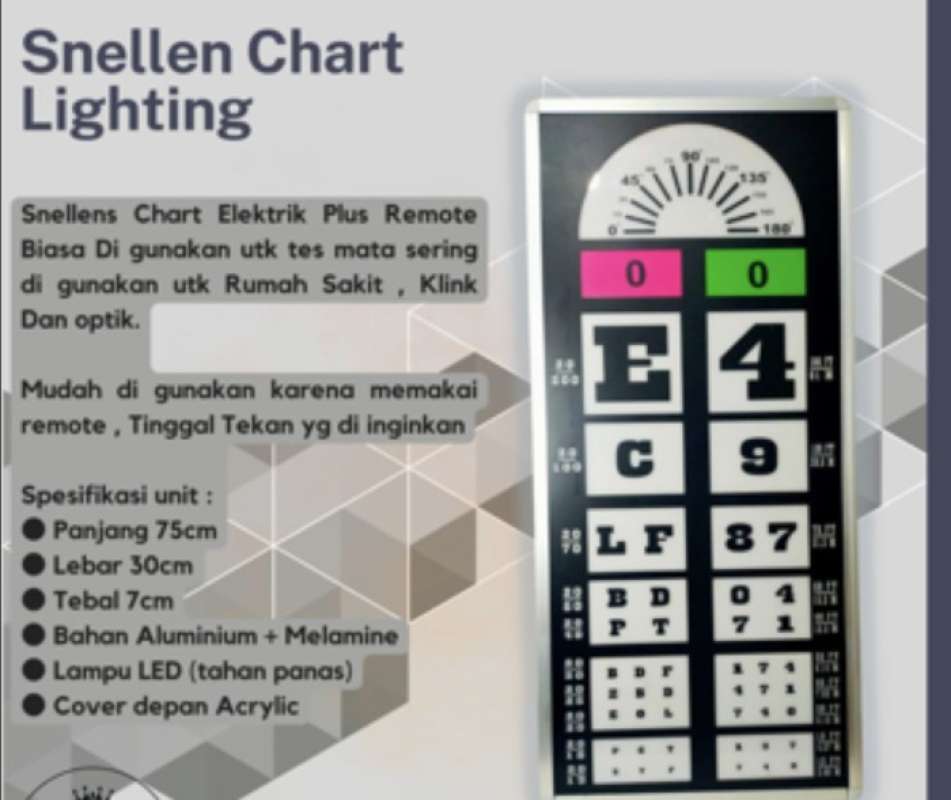 Promo SNELLEN CHART ELEKTRIK REMOTE / ALAT BACA TEST MATA Diskon 33% di ...