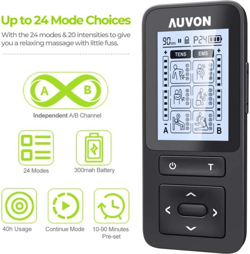 Jual Auvon Rechargeable Tens Unit Muscle Stimulator, 3rd Gen - Portable ...