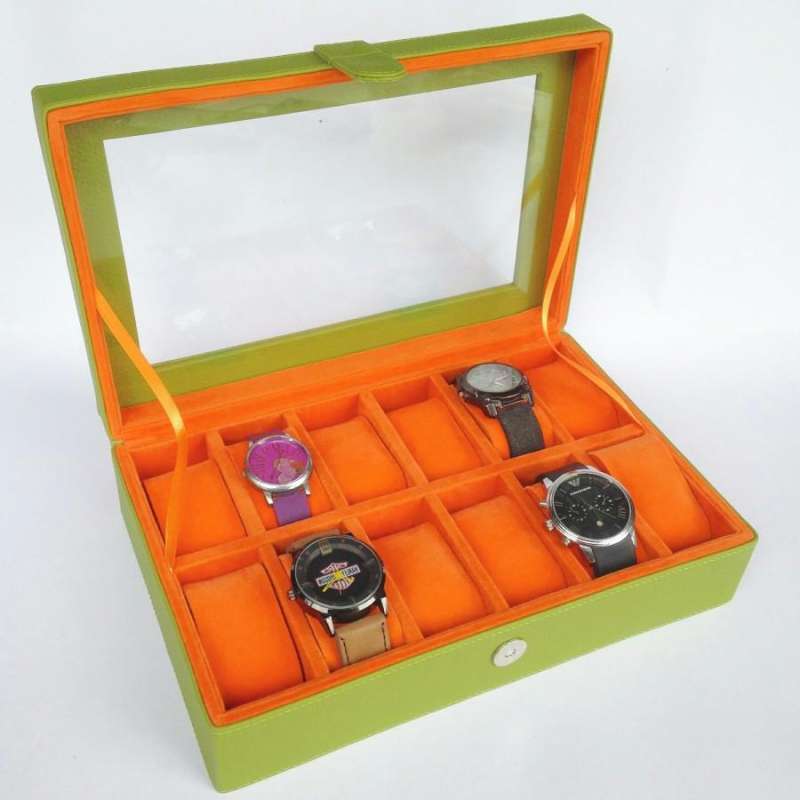 Jual Kotak Jam Isi 12 Warna Hijau Dalam Oren / Box Jam / Tempat Jam ...
