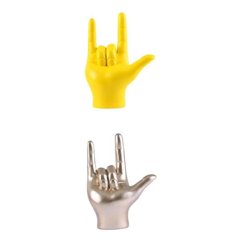 Promo 2x Love You Finger Gesture Statue Rock Hand Sculpture for Cabinet ...