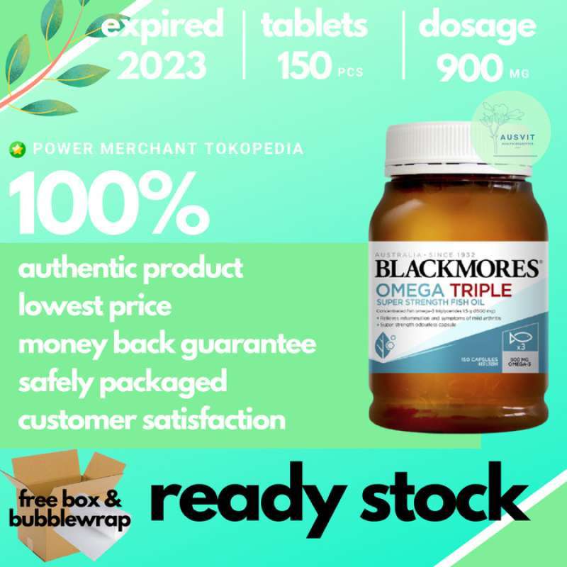 Jual Blackmores Omega Triple Super Strength Fish Oil -150 Capsules Exp 2022 Di Seller Nur Nur ...