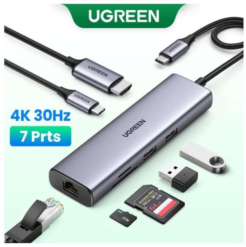 Jual Ugreen 7 in 1 Multifunction USB C Lan HDMI 4K Card Reader PD 100W - 4K@30Hz di Seller JKNOX ...