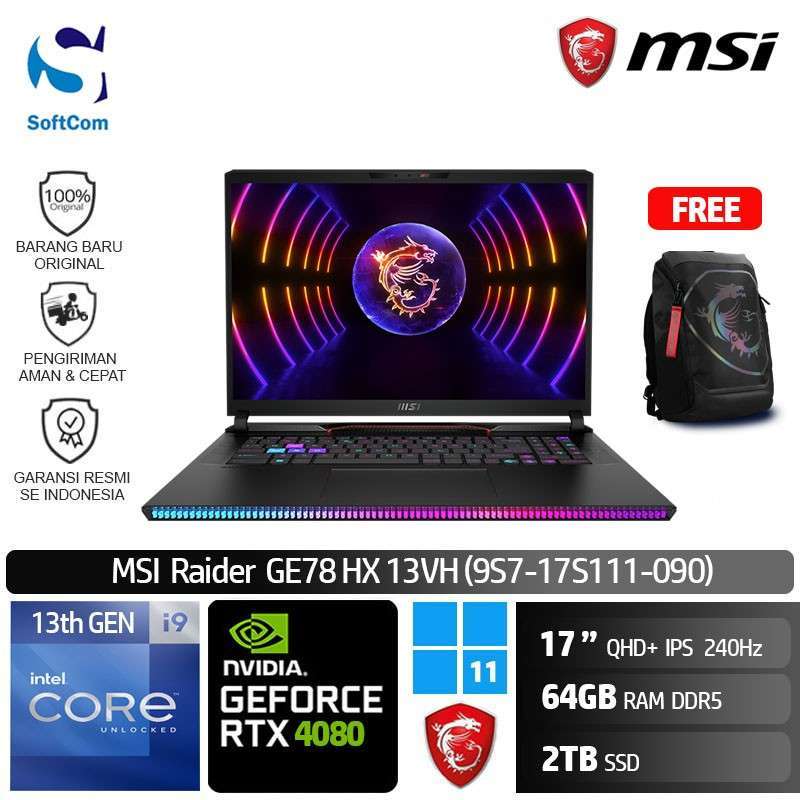 Promo MSI Raider GE78HX 13VH 090 Laptop Gaming [Core i9-13950HX/64GB ...