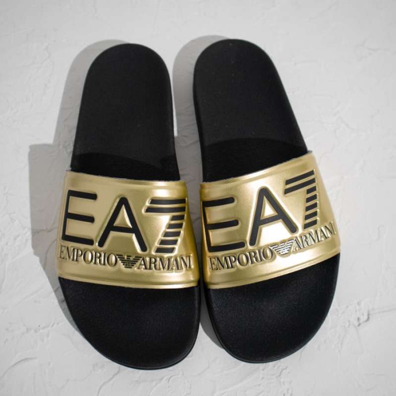 Jual Sandal Armani Ea7 Text Black Gold Slide 100% Original - 41 Di ...