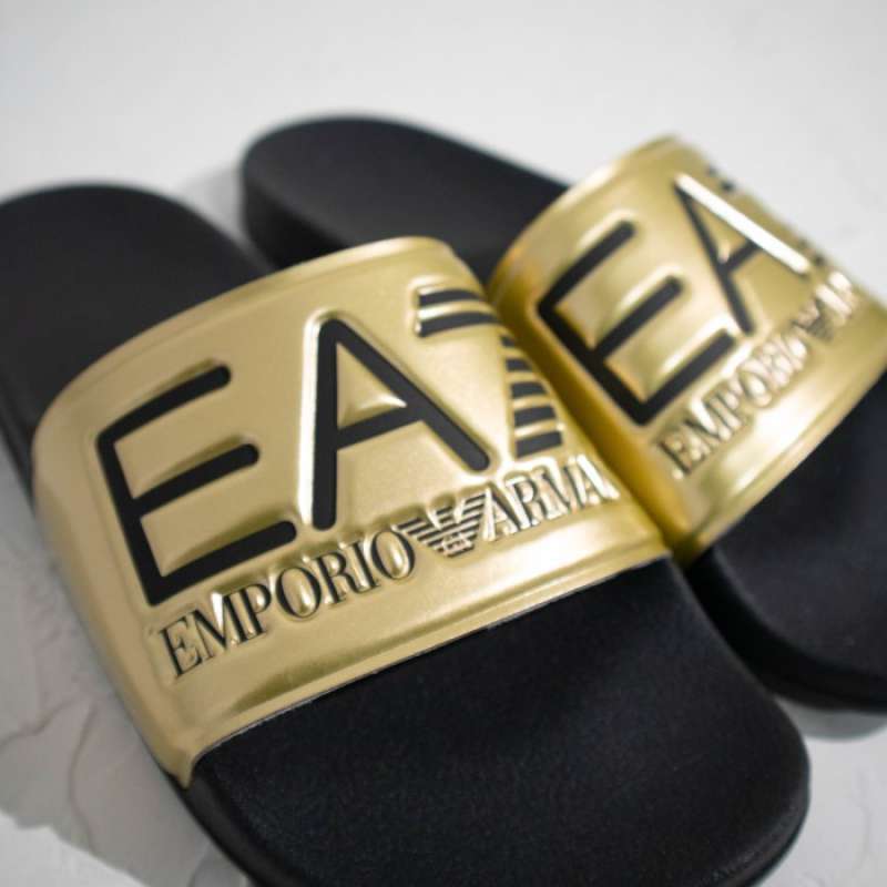 Jual Sandal Armani Ea7 Text Black Gold Slide 100% Original - 41 Di ...
