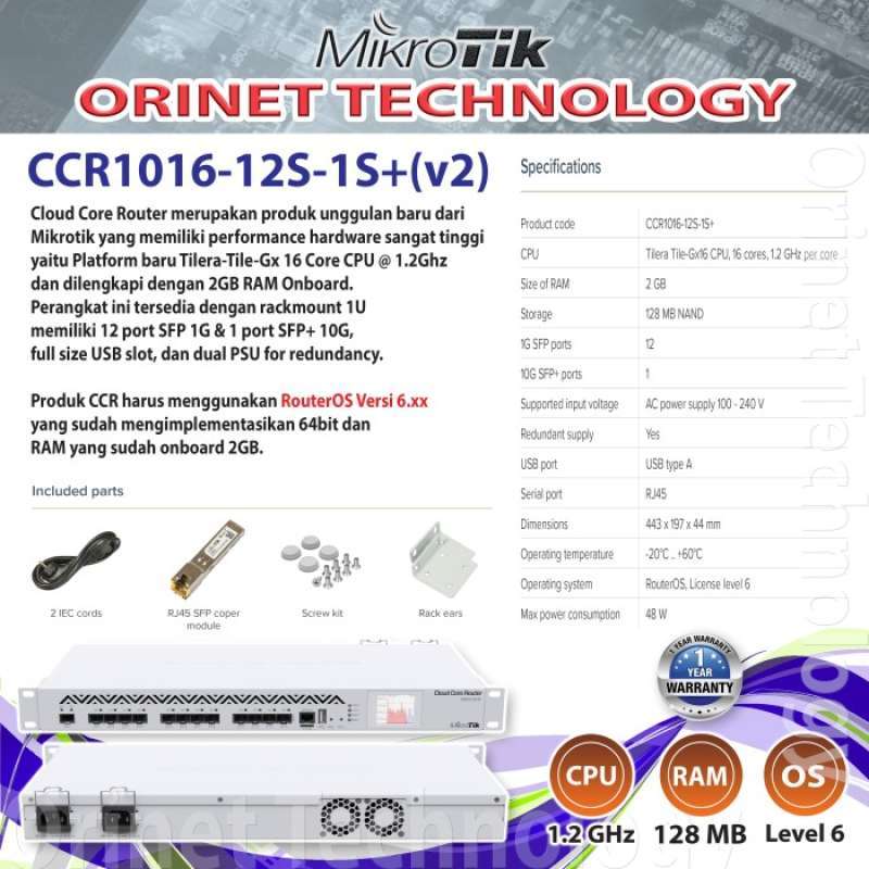 Jual Mikrotik Cloud Core Router Ccr1016-12s-1s+ Di Seller Paperindo ...