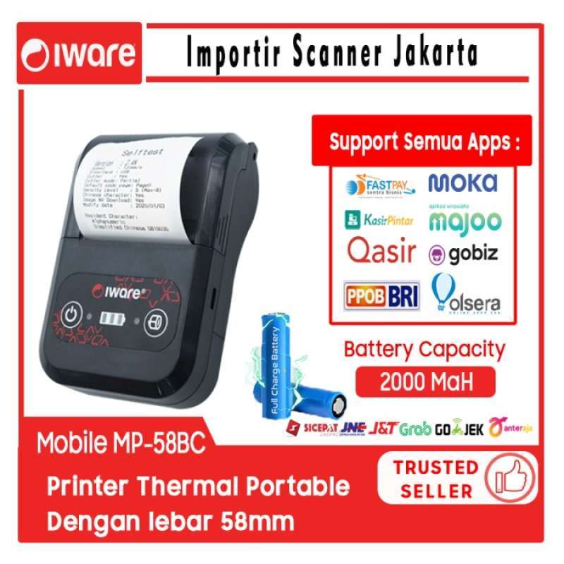 Jual Mobile Printer Bluetooth Thermal Struk Kasir/ppob 58mm Iware 58bc ...