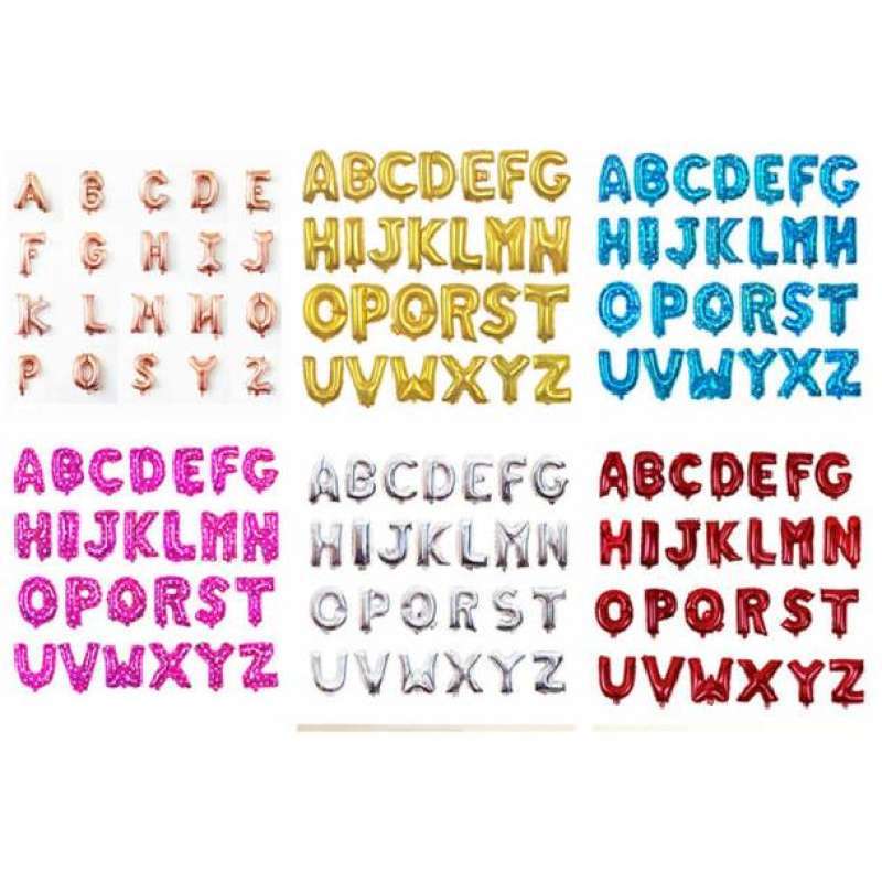 Jual Grosir Balon Foil Huruf Abjad Letter Angka Silver Gold Emas Perak ...