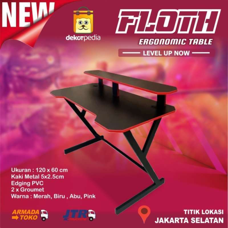 Promo Meja Gaming Meja Komputer Meja Kerja Floth FL120 Diskon 23% di ...
