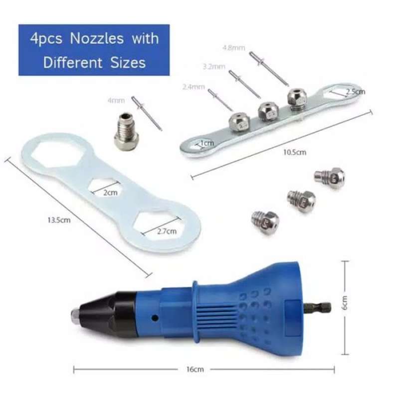 Promo Adapter Rivet Biru Mesin Bor Rivet Adaptor Rivet Electric Rivet ...
