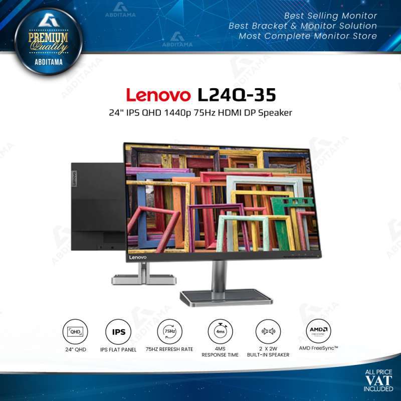 Promo Monitor LED Lenovo L24Q-35 24 IPS QHD 1440p 75Hz HDMI DP Speaker ...