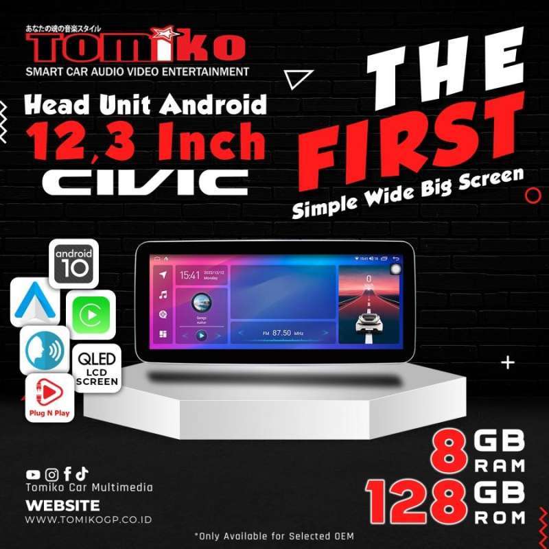 Jual Head Unit Android Tomiko OEM for Civic - 12,3 Inch Wide Screen di ...