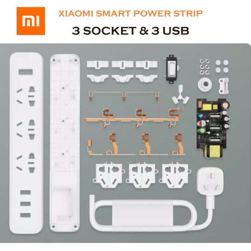 Jual Original Xiaomi Mi Smart Power Strip Plug Adapter 3 USB 2A-WHITE ...