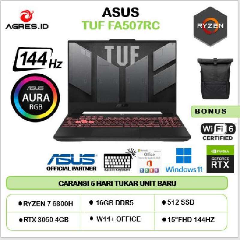 Jual Laptop Asus Tuf Fa507rc Rtx 3050 Ryzen 7 6800h 16gb Ddr5 Di Seller ...