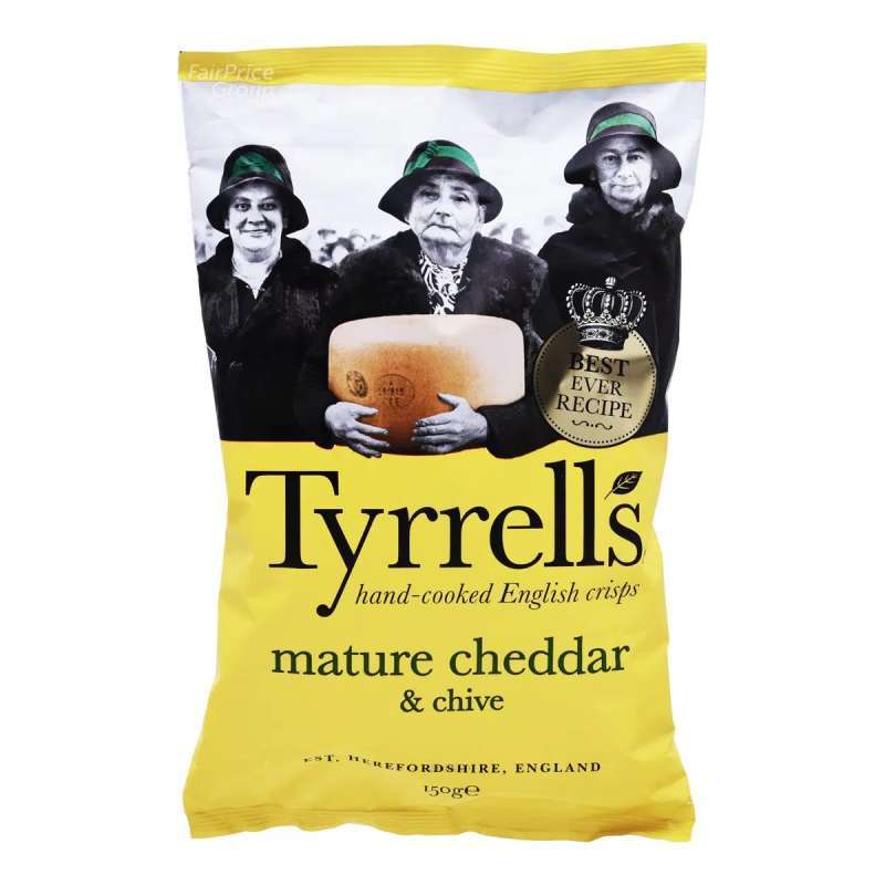 Jual Tyrrells Hand Cooked Potato Chips Mature Cheddar & Chive 150g di ...