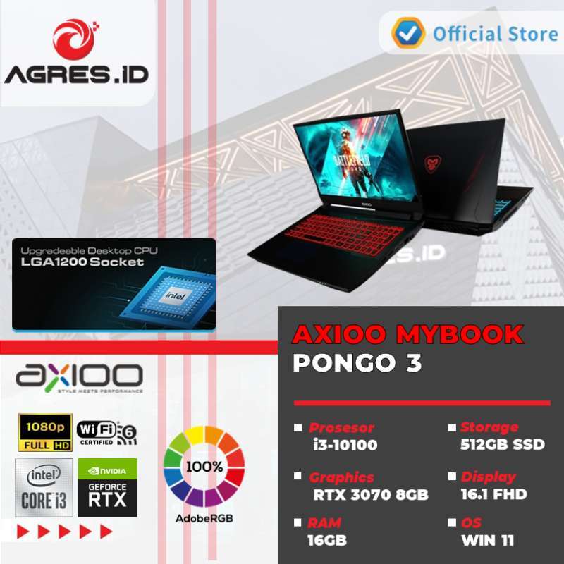 Promo AXIOO MYBOOK PONGO 3 - I3 10100 16GB 512SSD RTX3070 8GB 16.1FHD ...