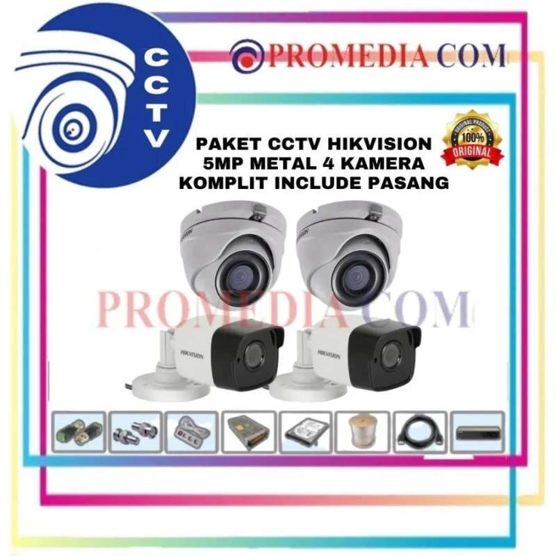 Jual PAKET CCTV + PASANG MERK HIKVISION METAL 5 MEGAPIXEL 4 CH 4 KAMERA di Seller Promedia com ...