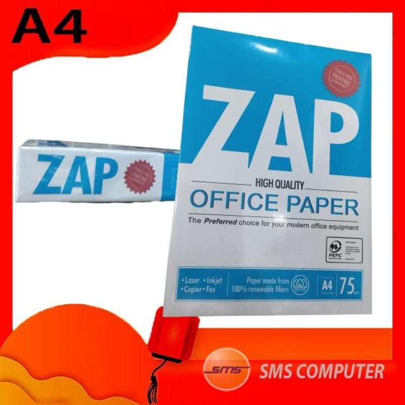 Jual Kertas HVS A4 75gram ZAP - Kertas Fotocopy ZAP di Seller SMS COMPUTER DEPOK - Limo, Kota ...