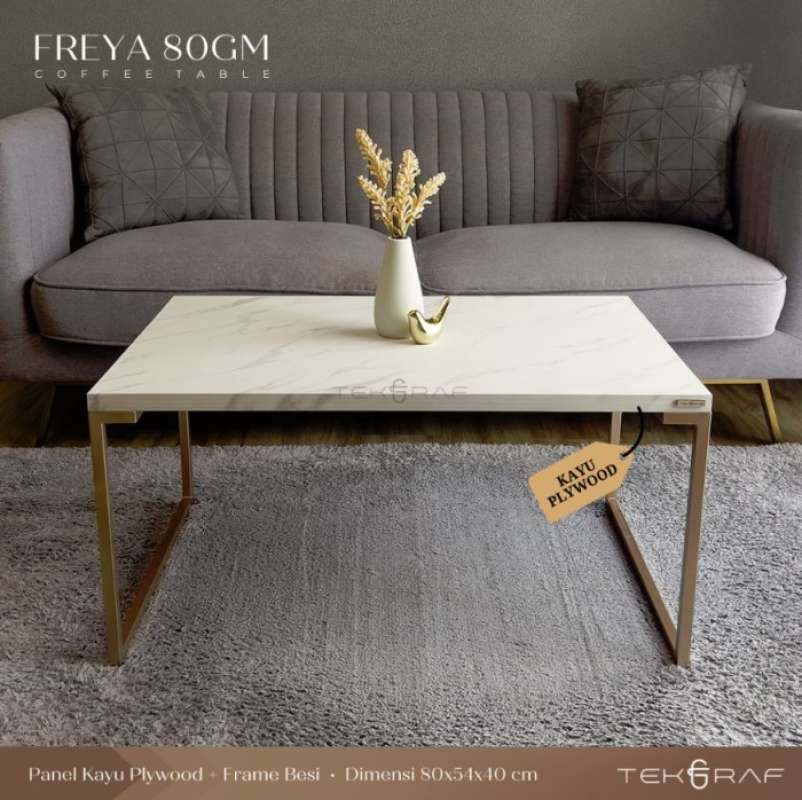 Promo Tekgraf Freya 80 GM Meja Tamu Marble Coffee Table Kayu Kaki Besi Diskon 23% di Seller SBY ...