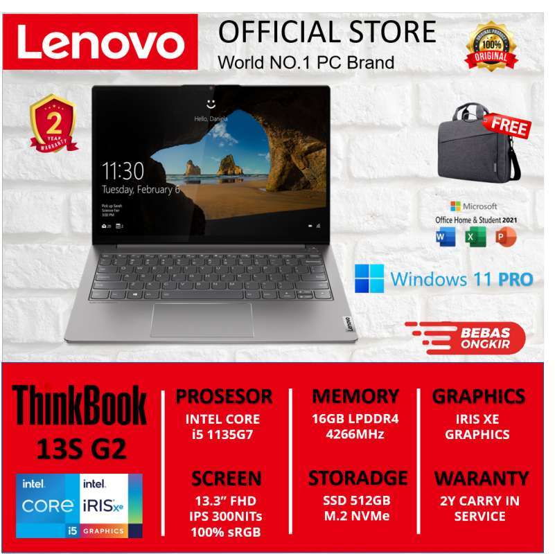 Jual LENOVO THINKBOOK 13S G2 CORE i5 1135G7 RAM 16GB 512SSD IRIS XE 13.3 W11 PRO OHS21 di Seller ...