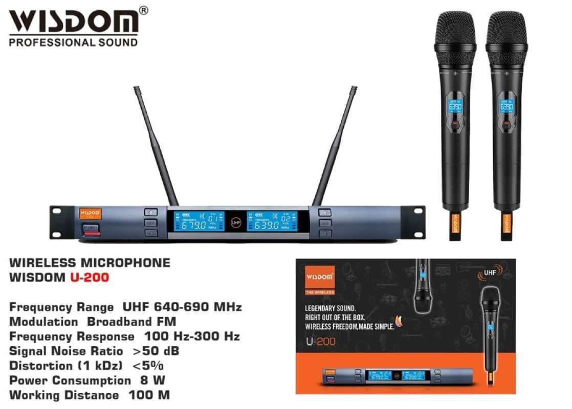 Jual Mic wireless WISDOM U 200/ U200 / U-200 microphone pegang handheld ...