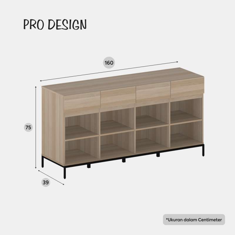 Promo Pro Design Petra Bufet Dengan 4 Pintu 4 Laci - Pro Oak Diskon 29% ...