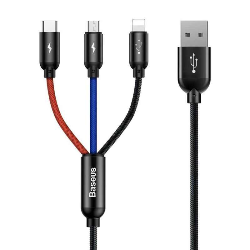 Jual Cable Lightning Type C Micro Usb Baseus 3in1 Primary Colors Kabel