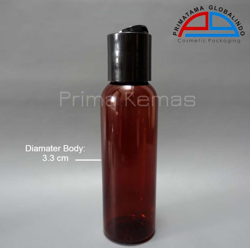 Jual Botol Presstop 100 ml - botol skincare Prima Kemas - Pet 100 ml Coklat Presstop - Hitam di ...