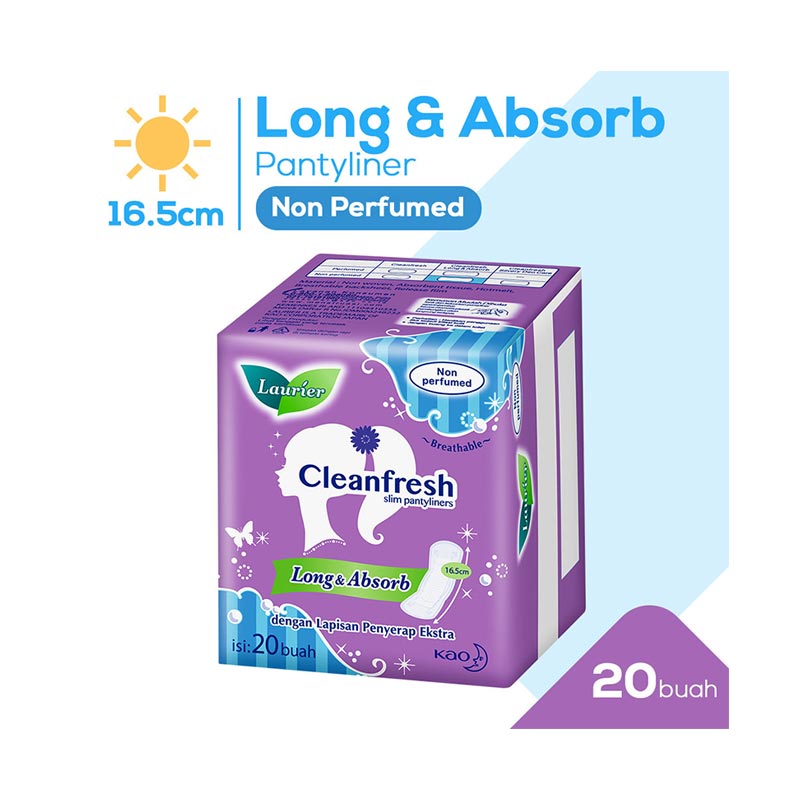 Jual Laurier Safety Fit Long & Absorb Non-Perfume Pantyliner [20 Pcs ...
