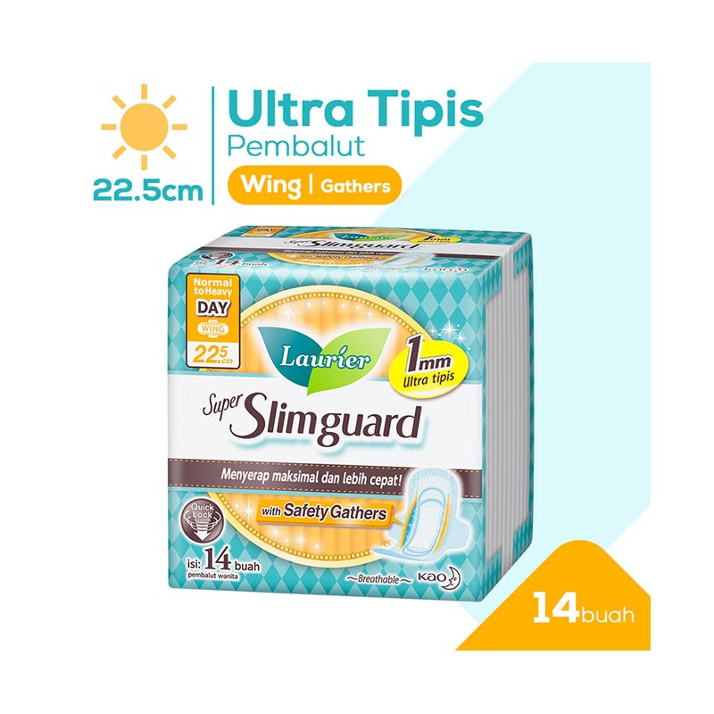 Jual Laurier Super Slim Guard With Safety Gathers [22.5 cm x 14 Pcs] di ...