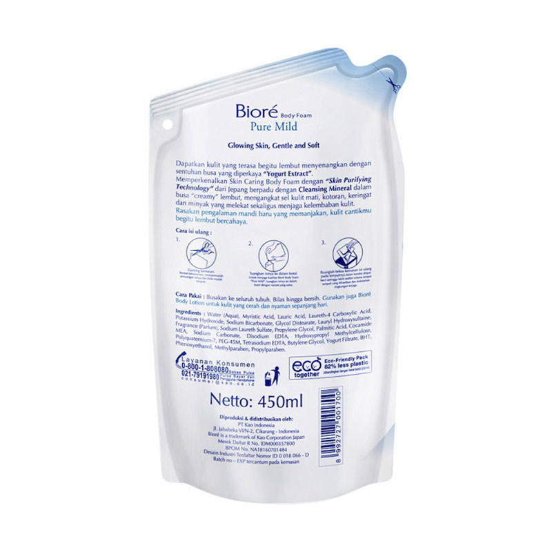 Jual Biore Pure Mild Pouch Body Foam 450 Ml [8992727001700] Di Seller ...