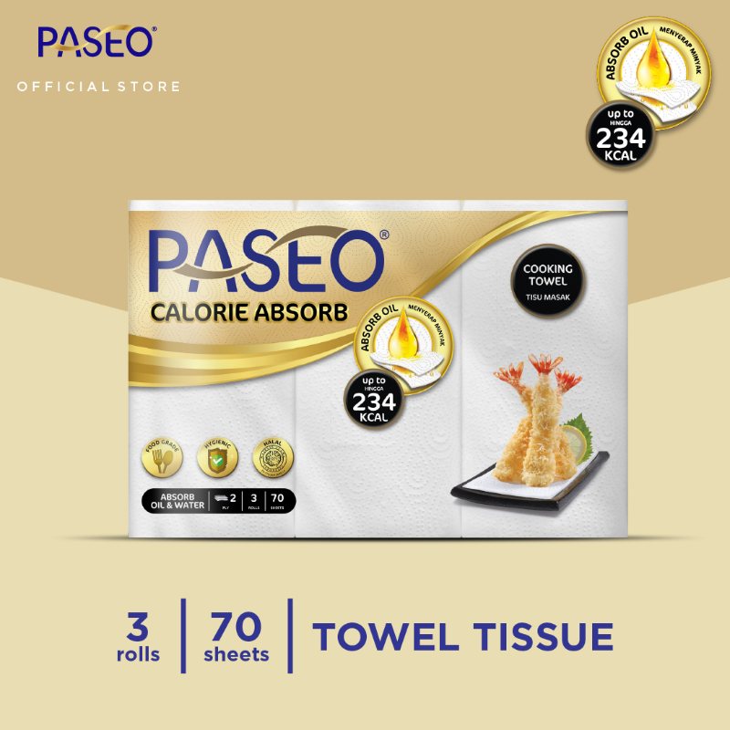 Promo Paseo Calorie Absorbs Cooking Towel Roll White Emboss [70 Sheets ...