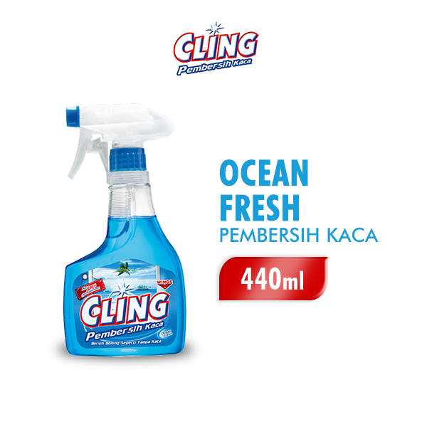 Promo Cling Glass Cleaner Ocean Fresh Botol [440 mL] 1160510 Diskon 32% ...