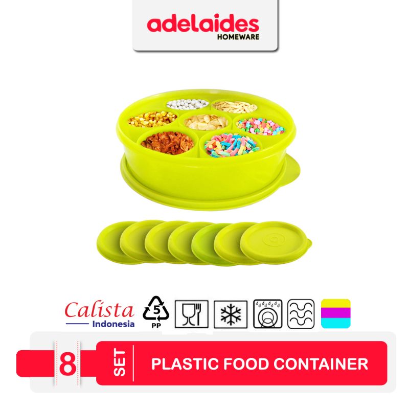 Promo Calista Oedo Container Bulat Circle Container Set - Kuning [8 Pcs ...