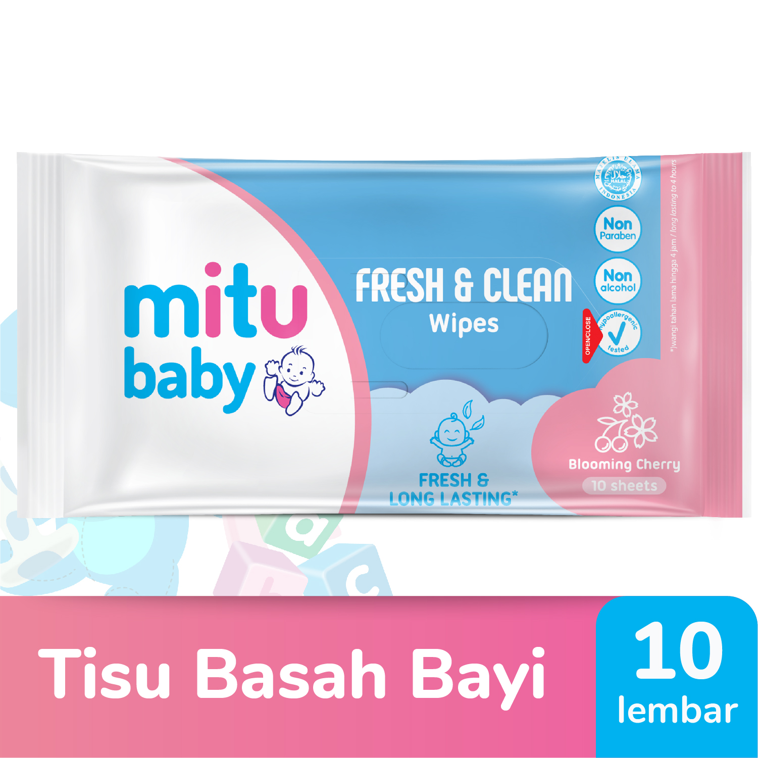 Jual Mitu Baby Fresh & Clean Wipes Blooming Cherry Tisu Basah Bayi [10 ...